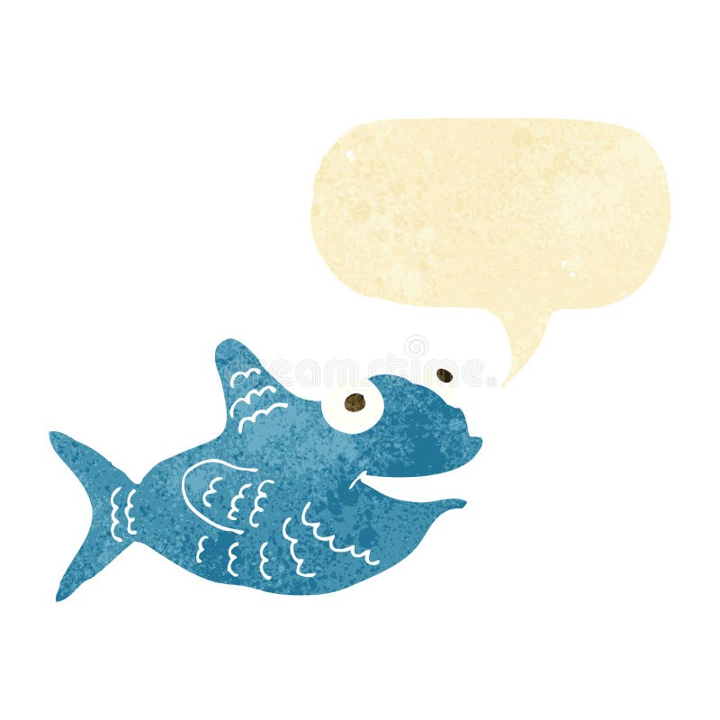 Cartoon Happy Fish with Speech Bubble Stock Illustration - Illustration ...