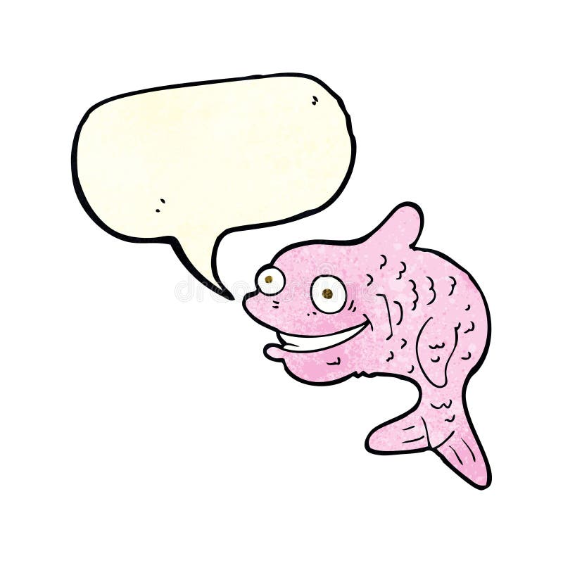 Cartoon Happy Fish with Speech Bubble Stock Illustration - Illustration ...
