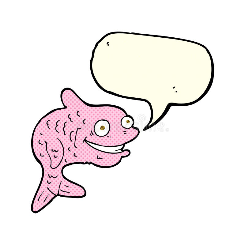 Cartoon Happy Fish with Speech Bubble Stock Illustration - Illustration ...