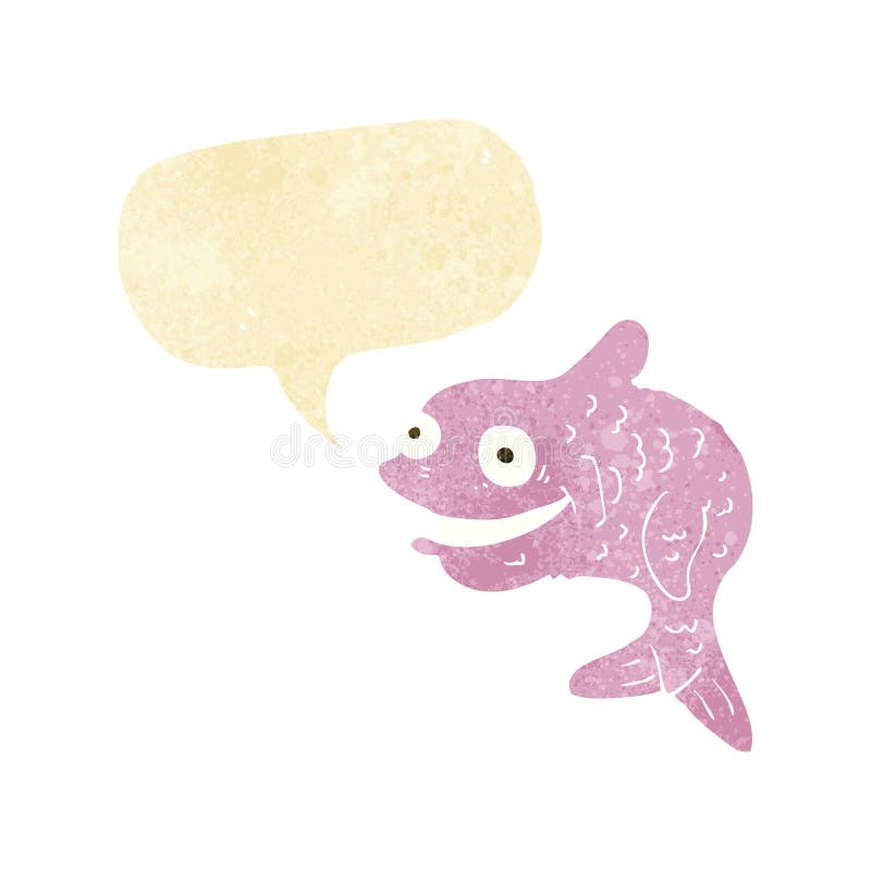 Cartoon Happy Fish with Speech Bubble Stock Illustration - Illustration ...