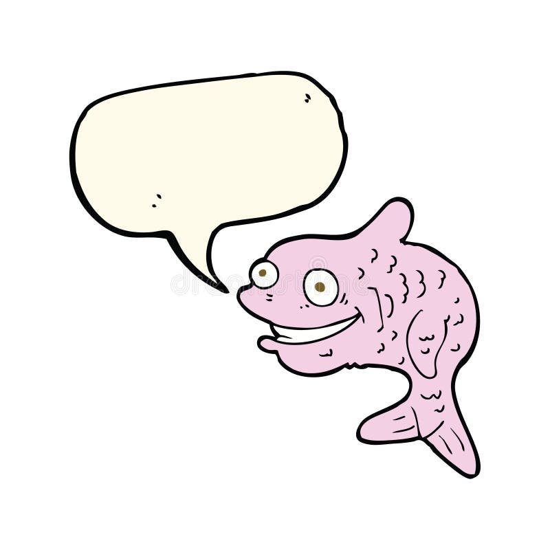 Cartoon Happy Fish with Speech Bubble Stock Illustration - Illustration ...