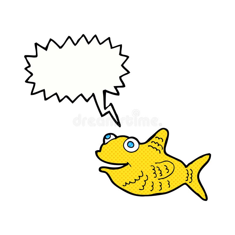 Cartoon Happy Fish with Speech Bubble Stock Illustration - Illustration ...