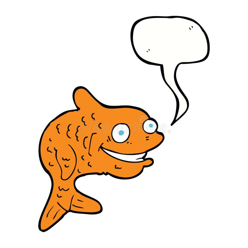 Cartoon Happy Fish with Speech Bubble Stock Illustration - Illustration ...