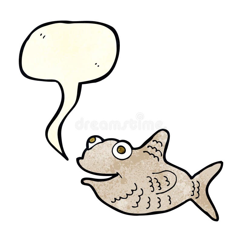 Cartoon Happy Fish with Speech Bubble Stock Illustration - Illustration ...