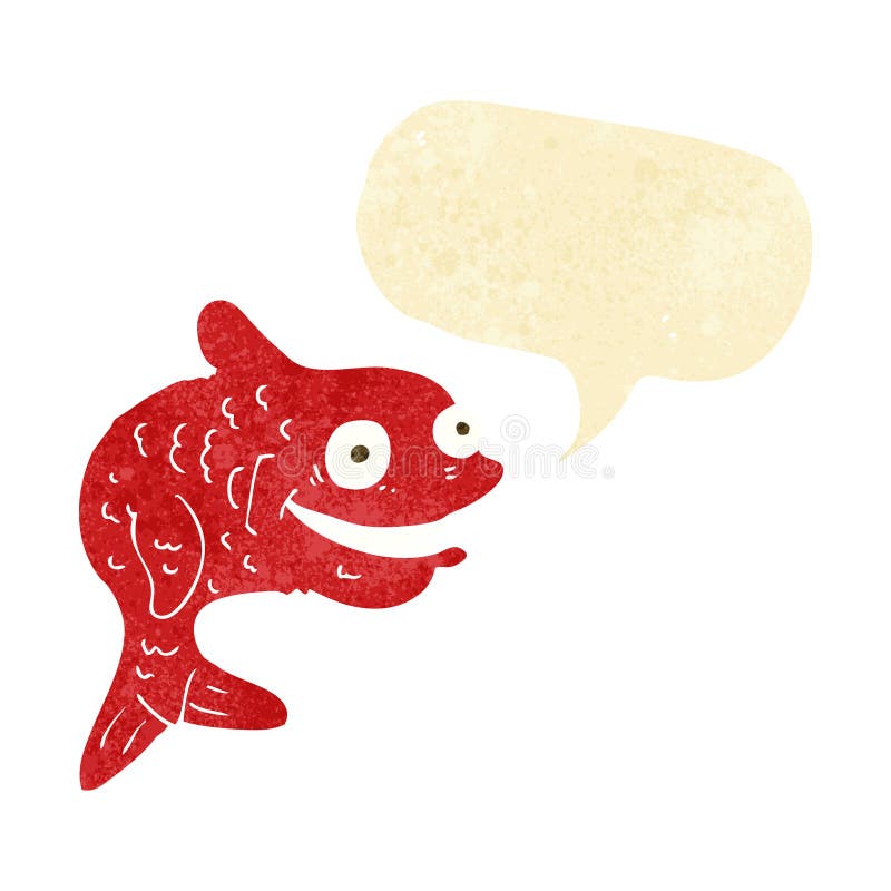 Cartoon Happy Fish with Speech Bubble Stock Illustration - Illustration ...