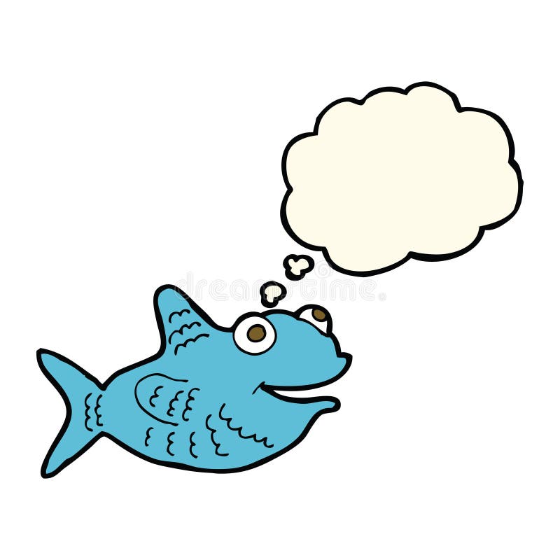 Cartoon Happy Fish with Thought Bubble Stock Illustration ...