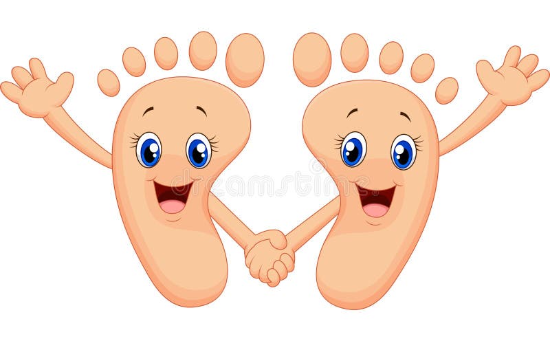 Cartoon Happy Foot Holding Hands Stock Vector - Image: 53892366