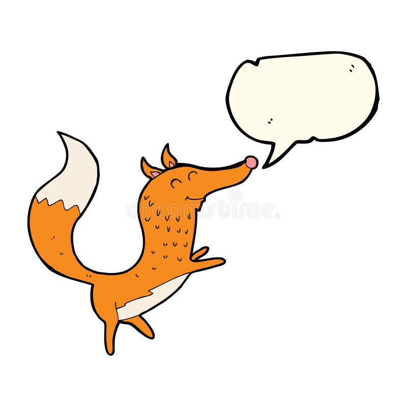 Cartoon Happy Fox with Speech Bubble Stock Illustration - Illustration ...