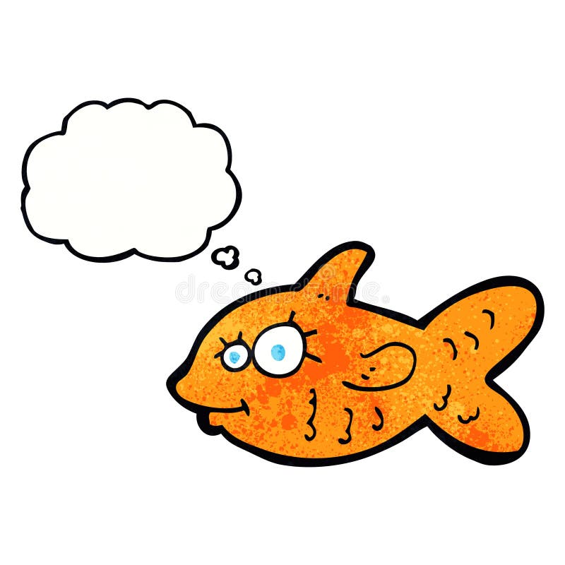 Cartoon Happy Goldfish with Thought Bubble Stock Illustration ...