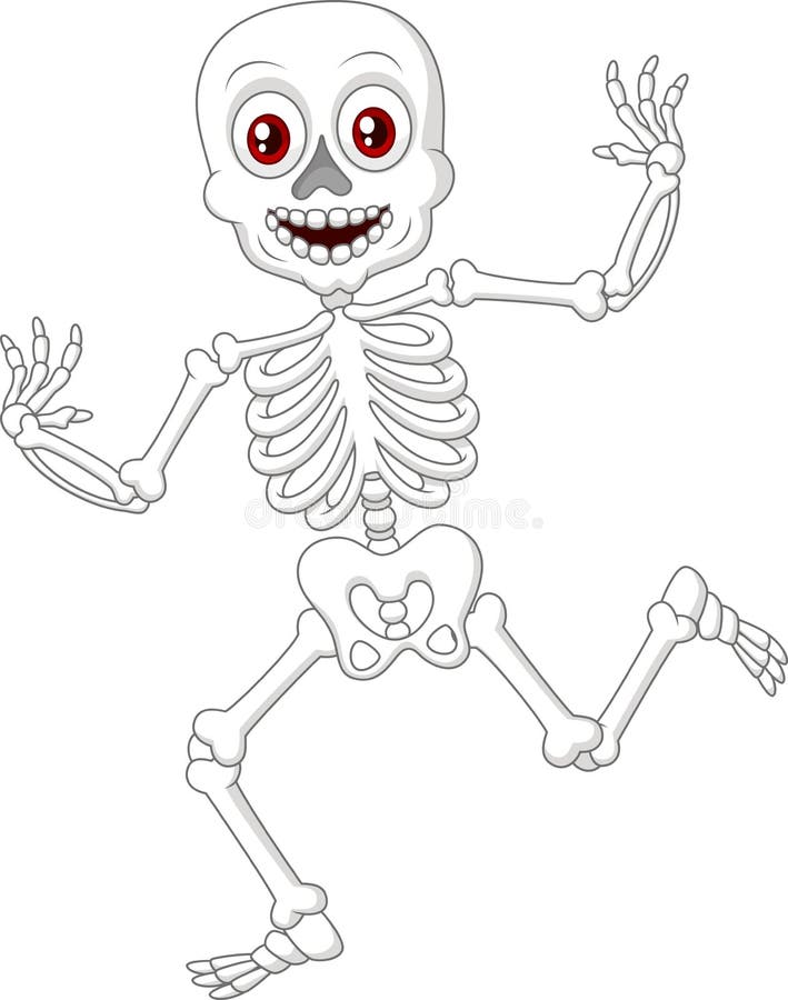 Cartoon Happy Halloween Skeleton Dancing Stock Vector - Illustration of ...