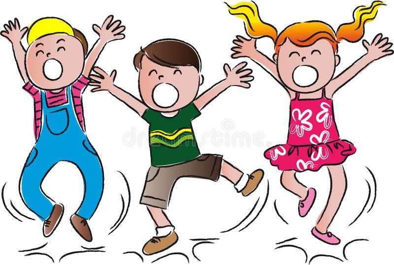 Cartoon happy jumping kids stock illustration. Illustration of organism ...