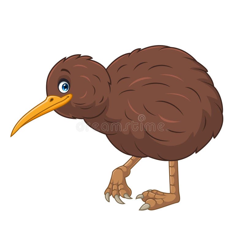 Cartoon Happy Kiwi Bird on White Background Stock Illustration ...