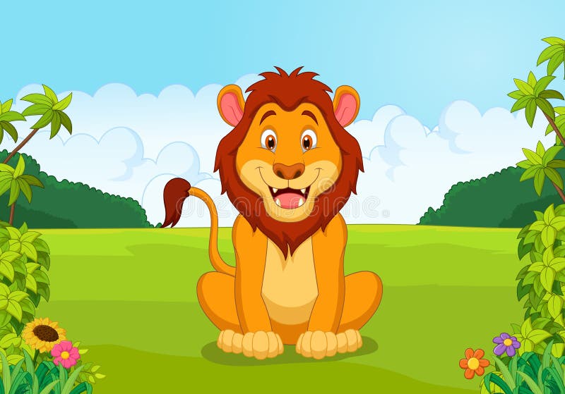 Cartoon happy lion stock vector. Illustration of strong - 55849189