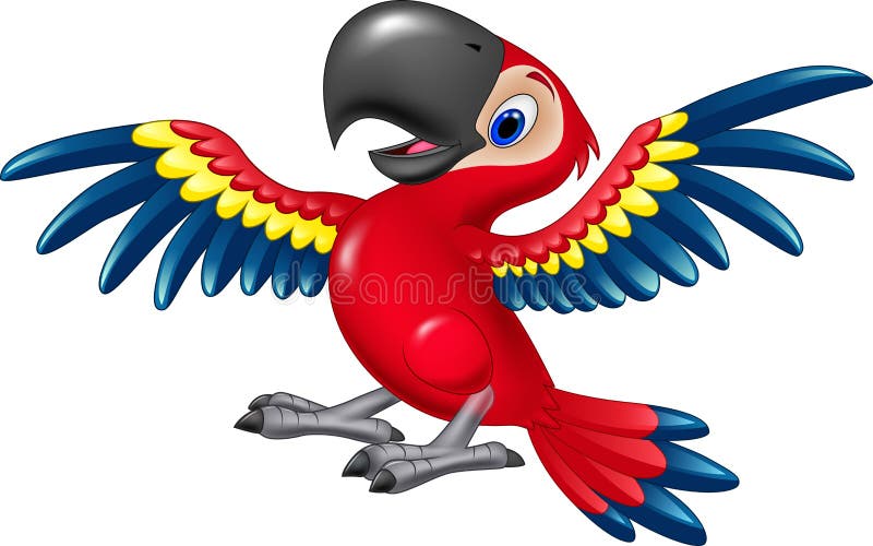 Cartoon happy macaw flying stock vector. Illustration of macaw - 81671903