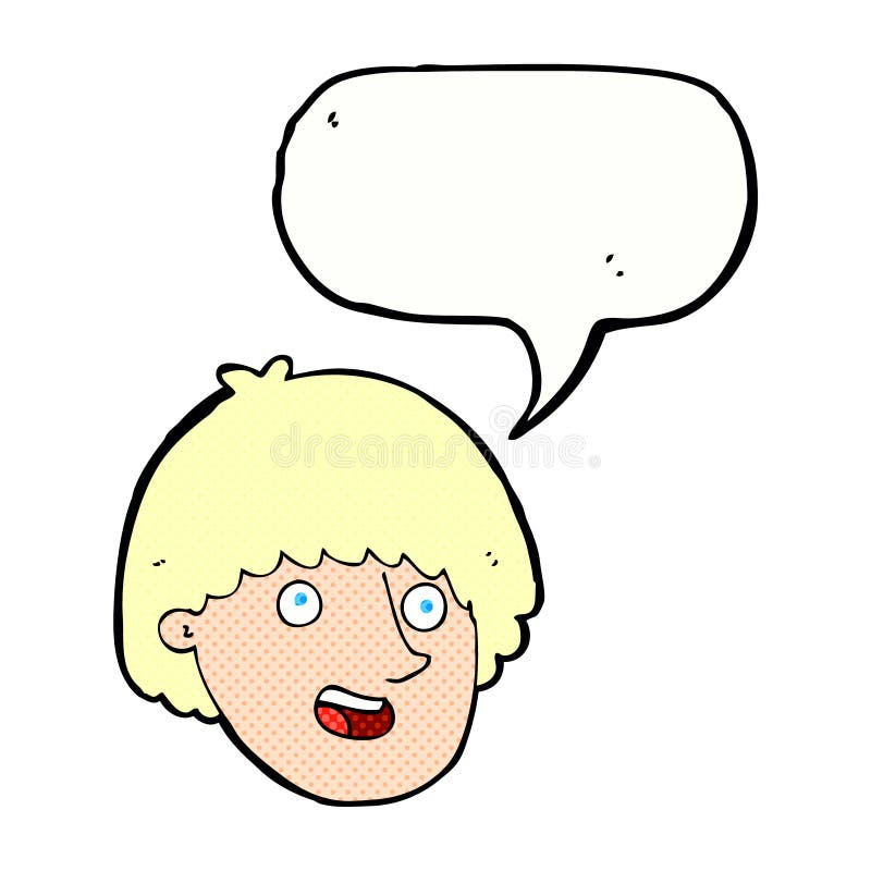 Cartoon Happy Male Face with Speech Bubble Stock Illustration ...