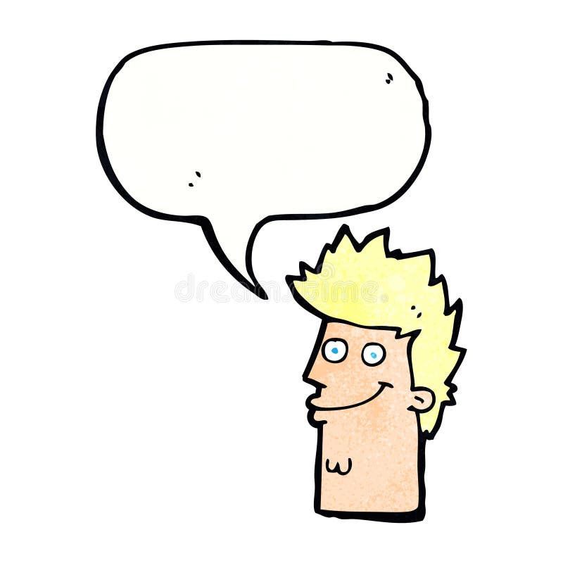 Cartoon Happy Man Face with Speech Bubble Stock Illustration ...