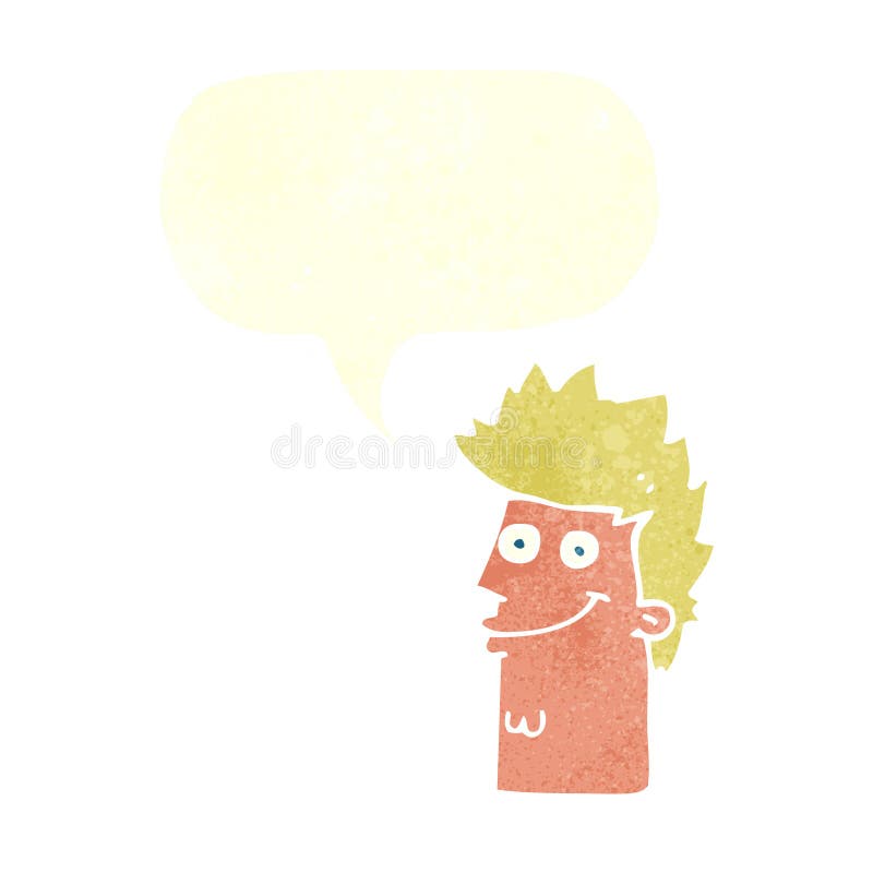 Cartoon Happy Man Face with Speech Bubble Stock Illustration ...