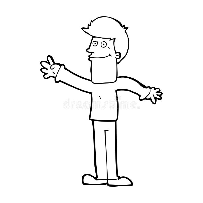 Cartoon happy man waving stock illustration. Illustration of cheerful ...