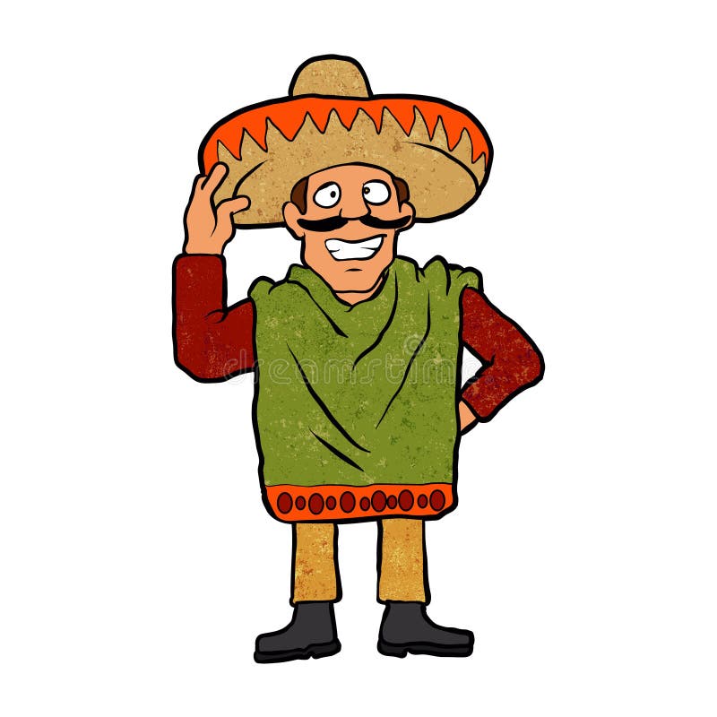 Cartoon happy Mexican. stock vector. Illustration of poncho - 71785350