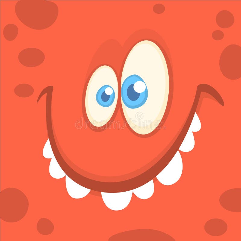 Cartoon Happy Monster Face. Vector. Stock Vector - Illustration of ...