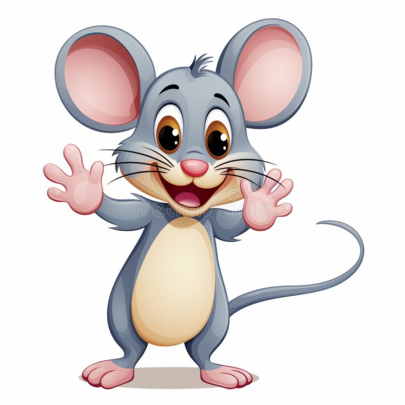Cartoon Happy Mouse Waving, Vector Illustration Stock Illustration ...