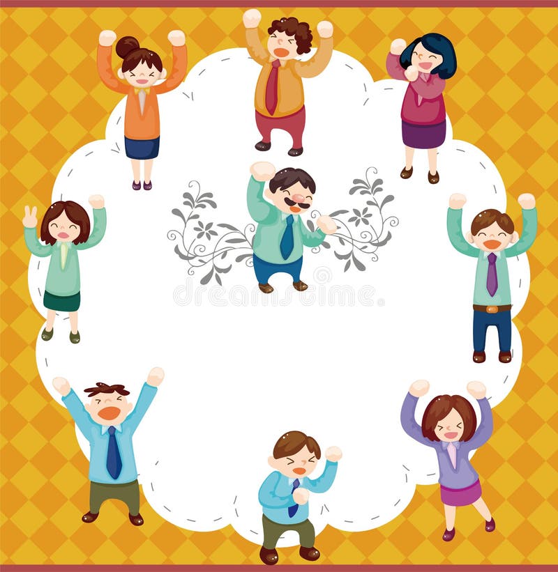 Cartoon Happy Office Workers Card Stock Vector - Illustration of ...