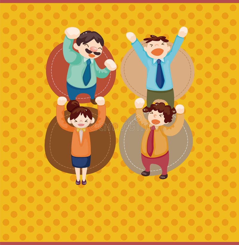 Cartoon Happy Office Workers Card Stock Vector - Illustration of ...