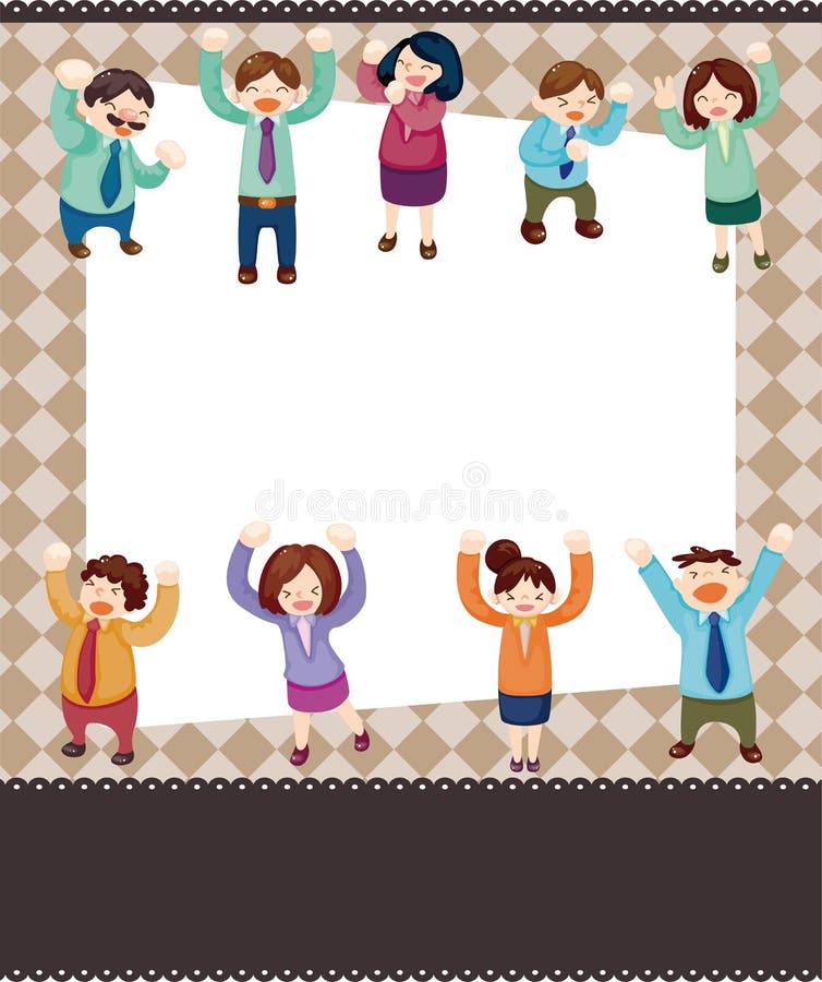 Cartoon Happy Office Workers Card Stock Vector - Illustration of ...