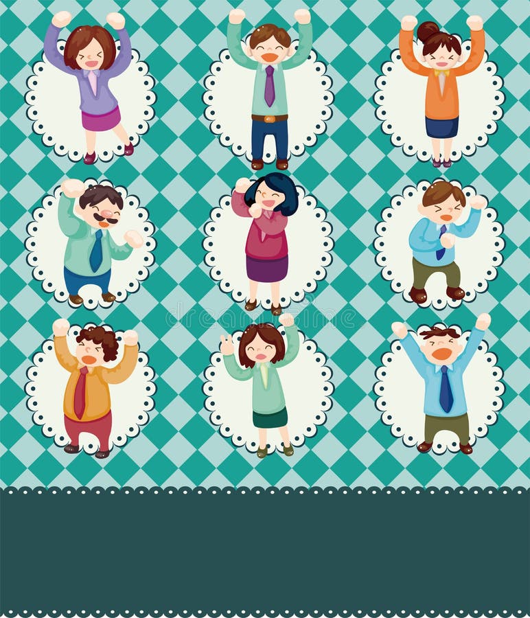 Cartoon Happy Office Workers Card Stock Vector - Illustration of party ...