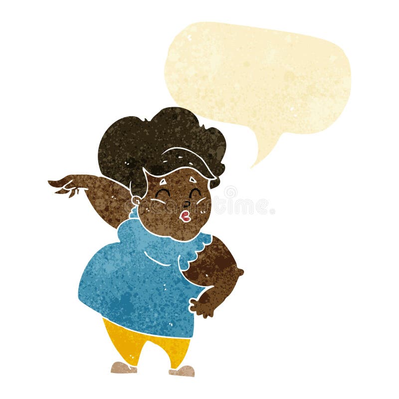 Cartoon Happy Overweight Lady with Speech Bubble Stock Illustration ...