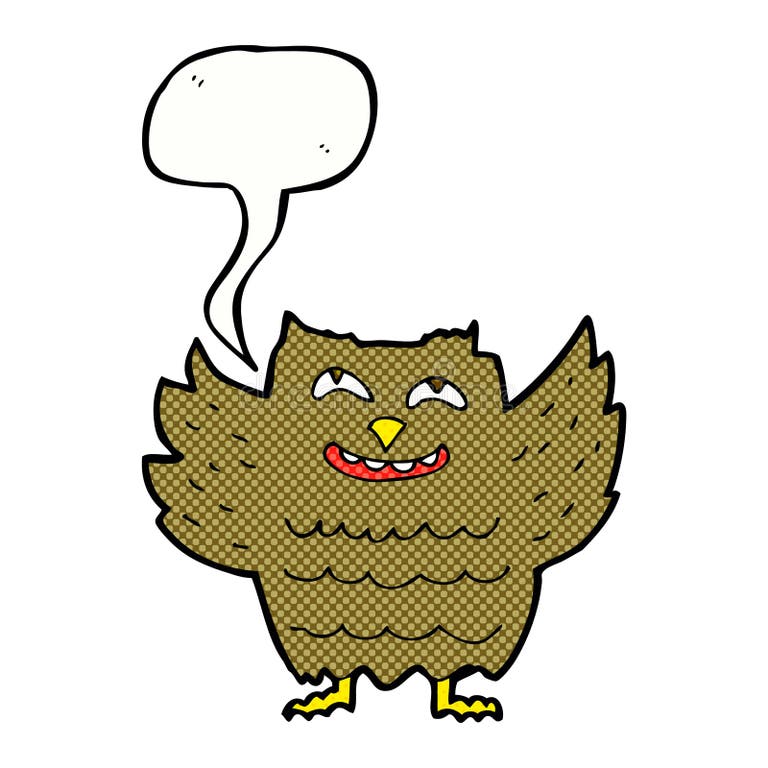 Cartoon Happy Owl with Speech Bubble Stock Illustration - Illustration ...