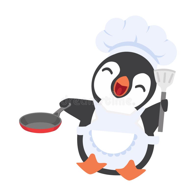 Cartoon Happy Penguin Chef with Cook Hat Stock Illustration ...