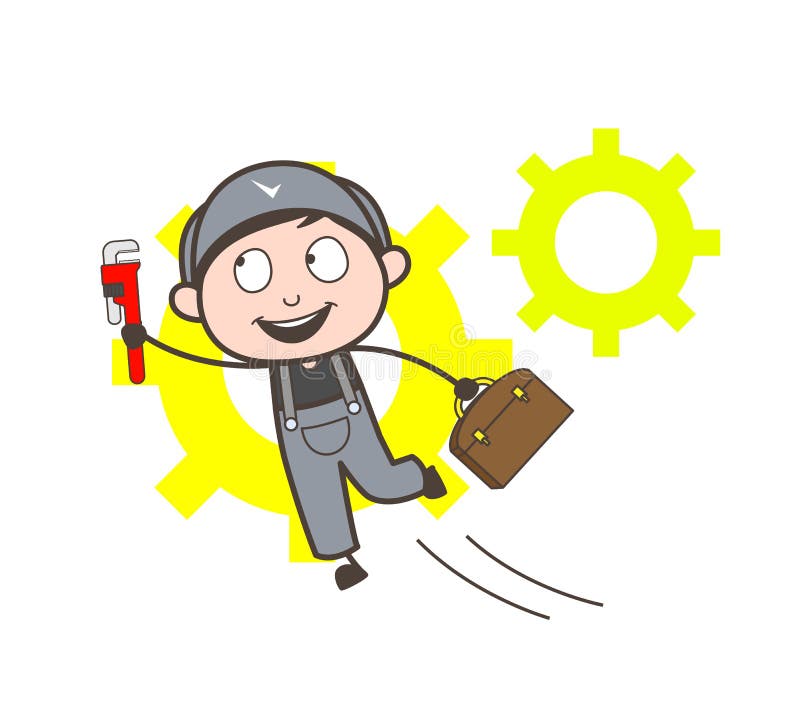 Cartoon Happy Plumber Character Vector Stock Illustration ...