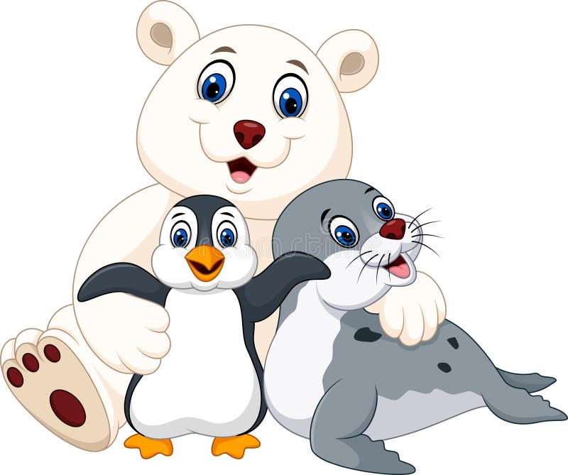 Cartoon happy pole animals stock vector. Illustration of north - 89033960