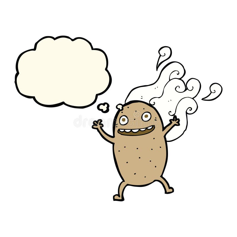 Cartoon Happy Potato with Thought Bubble Stock Illustration ...