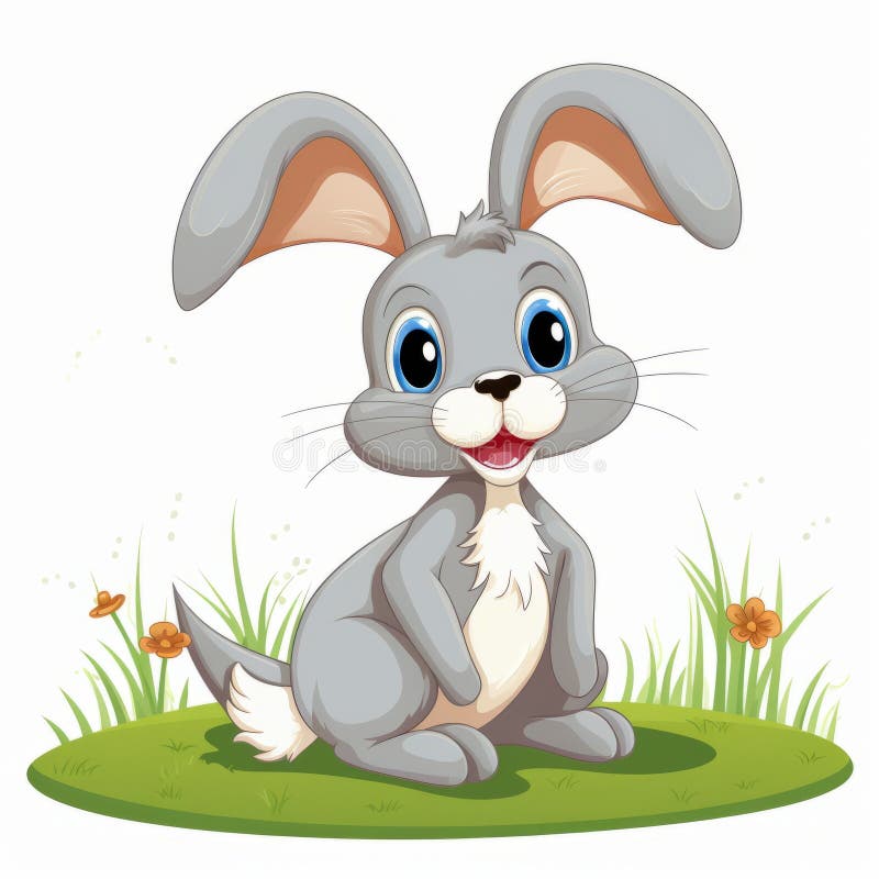 Cartoon Happy Rabbit In The Grass Vector Illustration Stock
