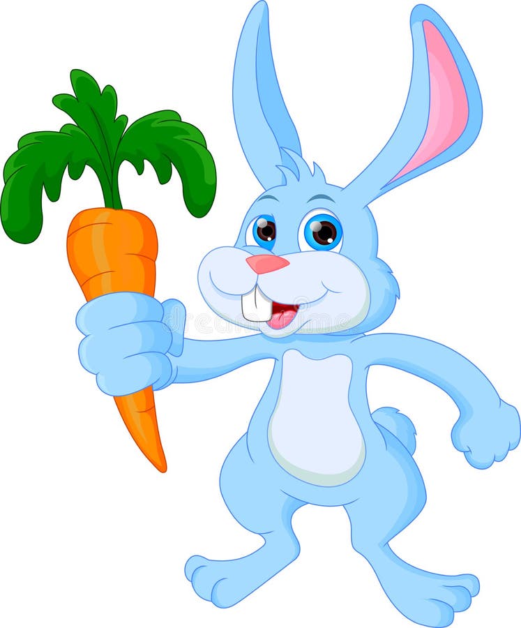 Cartoon Happy Rabbit Holding Carrot Stock Vector - Illustration of food ...