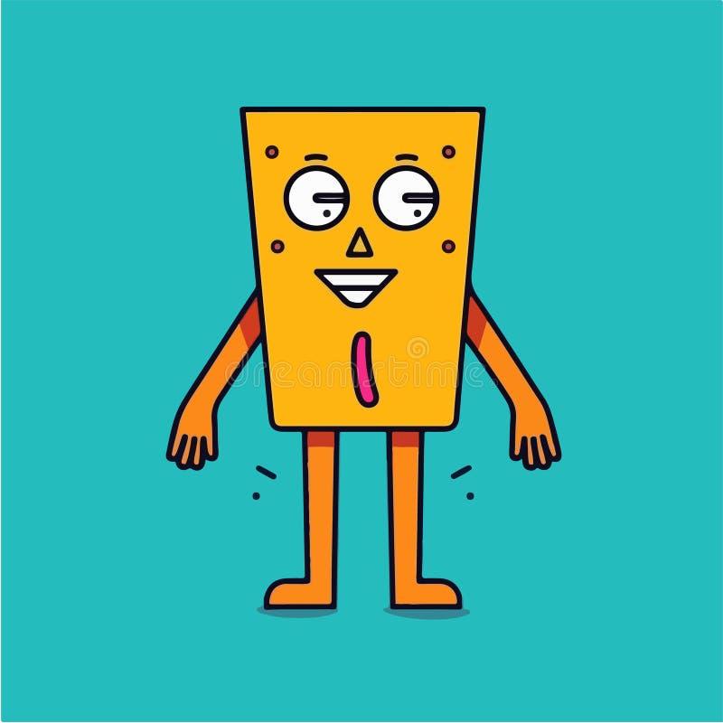 Cartoon Happy Robot Cube. Vector Illustration. Funny Cartoon Character ...