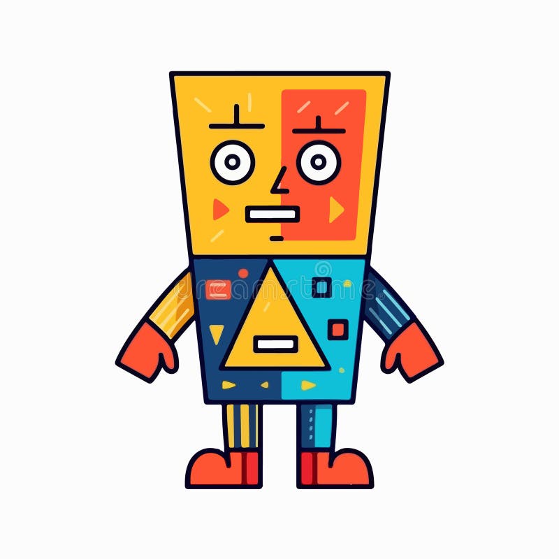 Cartoon Happy Robot Cube. Vector Illustration. Funny Cartoon Character ...