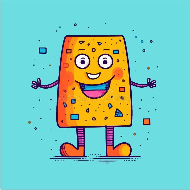 Cartoon Happy Robot Cube. Vector Illustration. Funny Cartoon Character ...