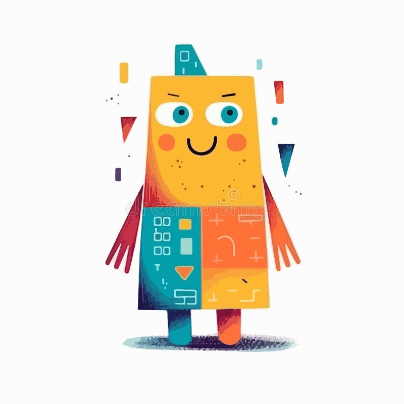 Cartoon Happy Robot Cube. Vector Illustration. Funny Cartoon Character ...