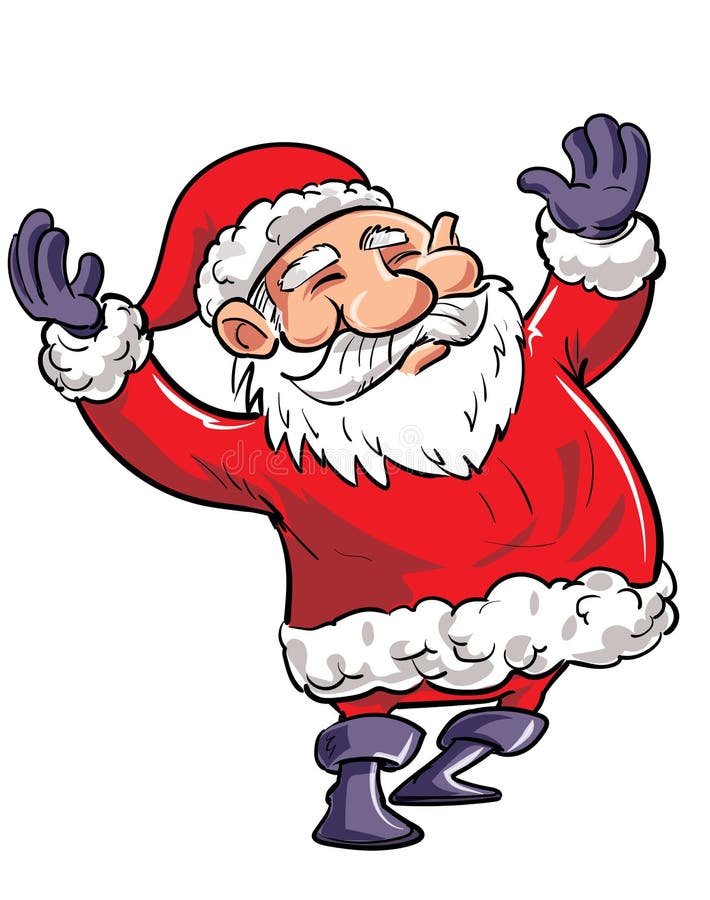 Cartoon Happy Santa with Arms Waving Stock Illustration - Illustration ...