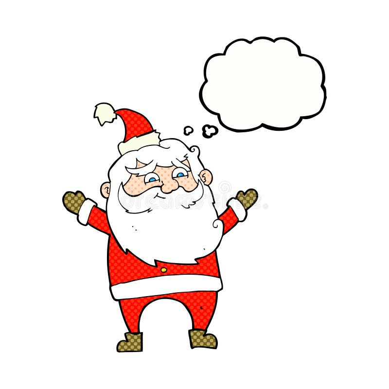 Cartoon Happy Santa Claus with Thought Bubble Stock Illustration ...