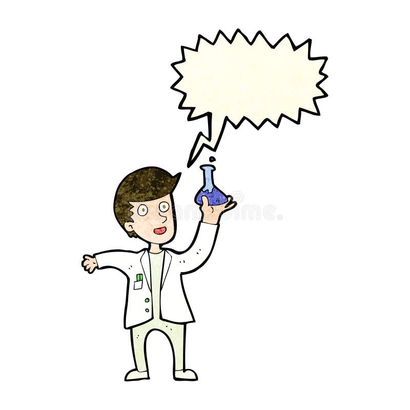 Cartoon Happy Scientist with Speech Bubble Stock Illustration ...