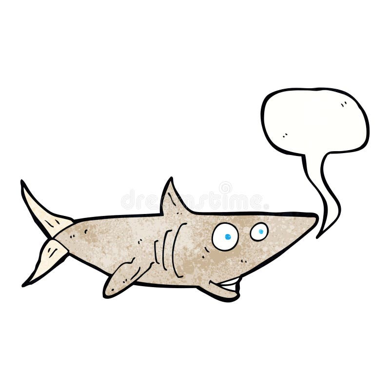 Cartoon Happy Shark with Speech Bubble Stock Illustration ...