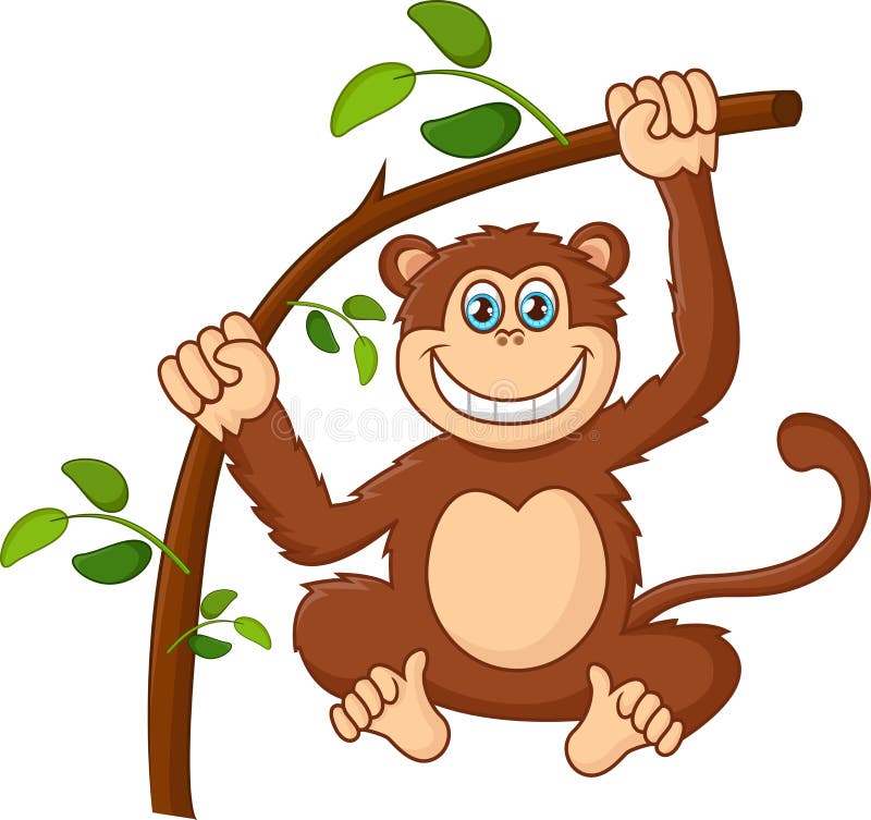 Cartoon Happy Smile Monkey Hanging Stock Vector - Illustration of climb ...