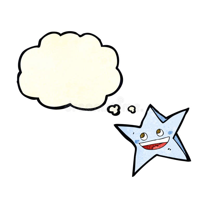 Cartoon Happy Star Character with Thought Bubble Stock Illustration ...