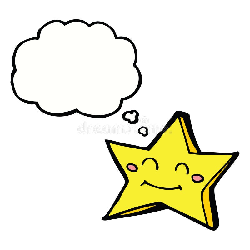 Cartoon Happy Star Character with Thought Bubble Stock Illustration ...