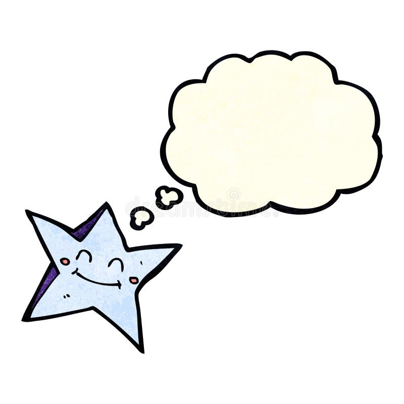 Cartoon Happy Star Character with Thought Bubble Stock Illustration ...