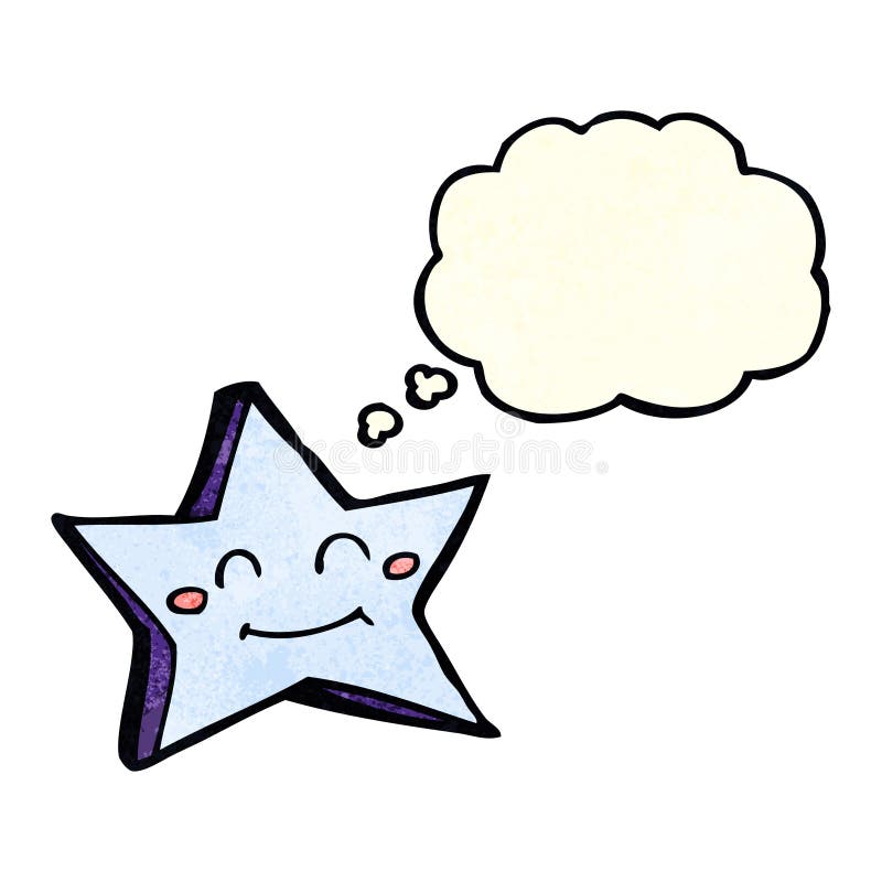 Cartoon Happy Star Character with Thought Bubble Stock Illustration ...